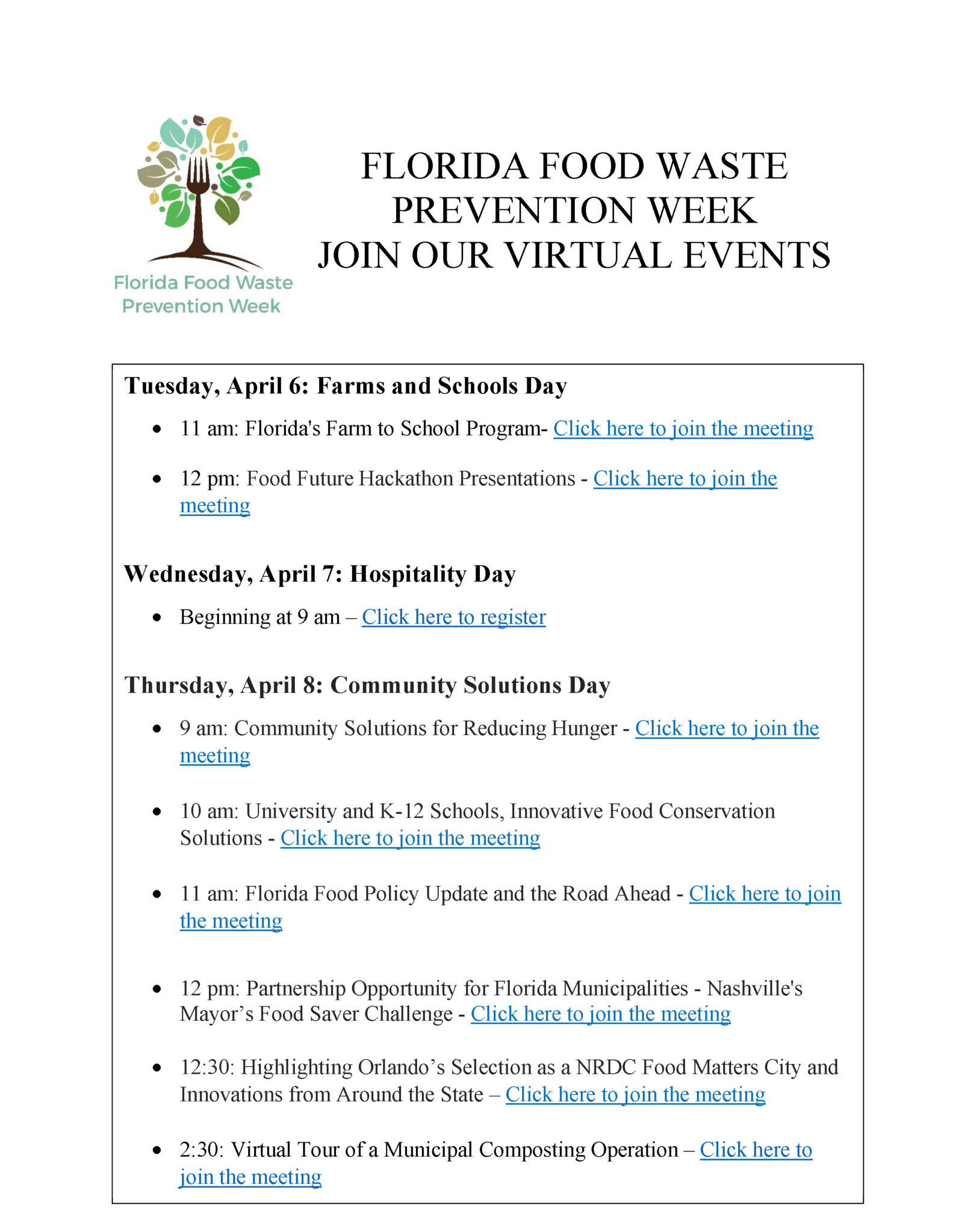 Florida Food Waste Prevention Week – April 5 – 9, 2021 – Recycle ...